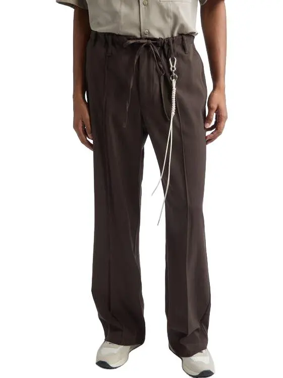 SONG FOR THE MUTE Loose Pin Stitch Stretch Gabardine Pants - Brown
