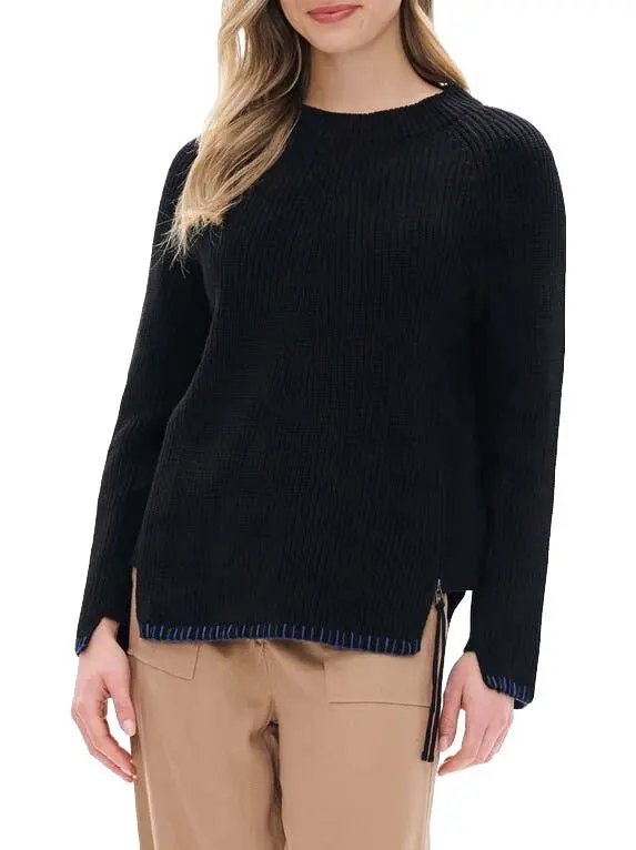 HATLEY Side Zip Raglan Sweater - Black