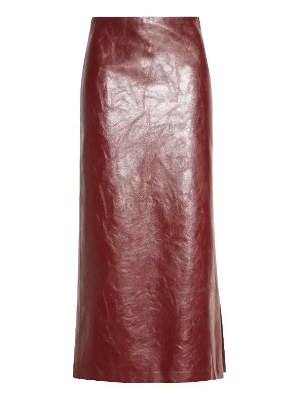 Alice + Olivia Maeve Faux Leather Midi Skirt - Cognac