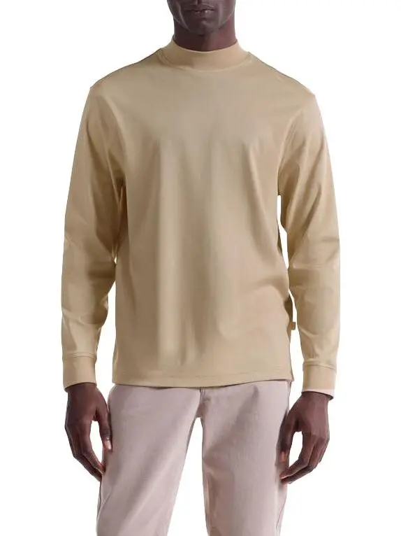 Bugatchi Mock Neck Pima Cotton Sweater - Sand