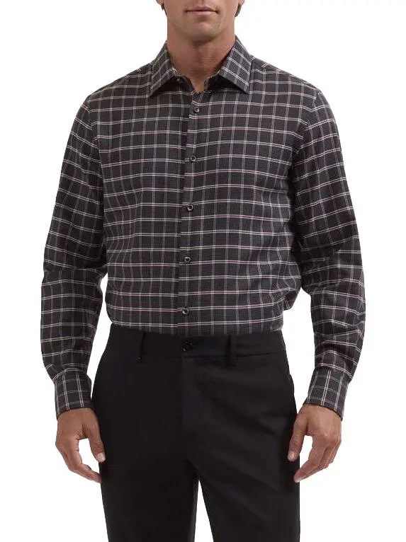 Bugatchi Julian Plaid Cotton And Cashmere Shirt - Anthracite