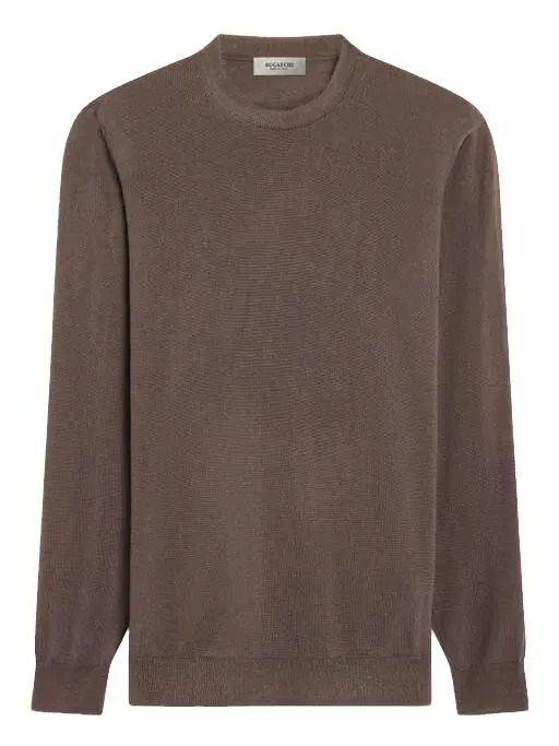 Bugatchi William Merino Wool Crewneck Sweater - Walnut