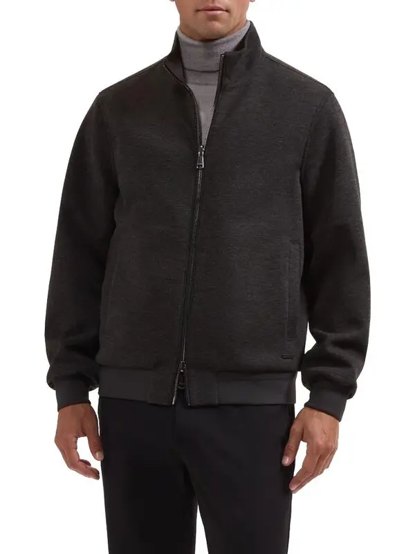 Bugatchi Mock Neck Reversible Zip-up Jacket - Anthracite