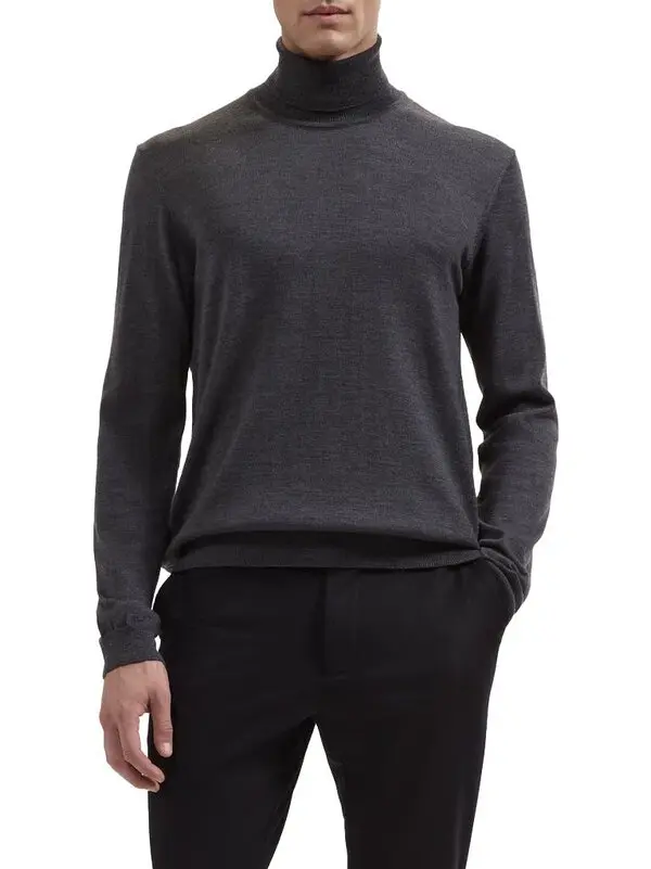 Bugatchi Extra Fine Merino Wool Turtleneck Sweater - Anthracite
