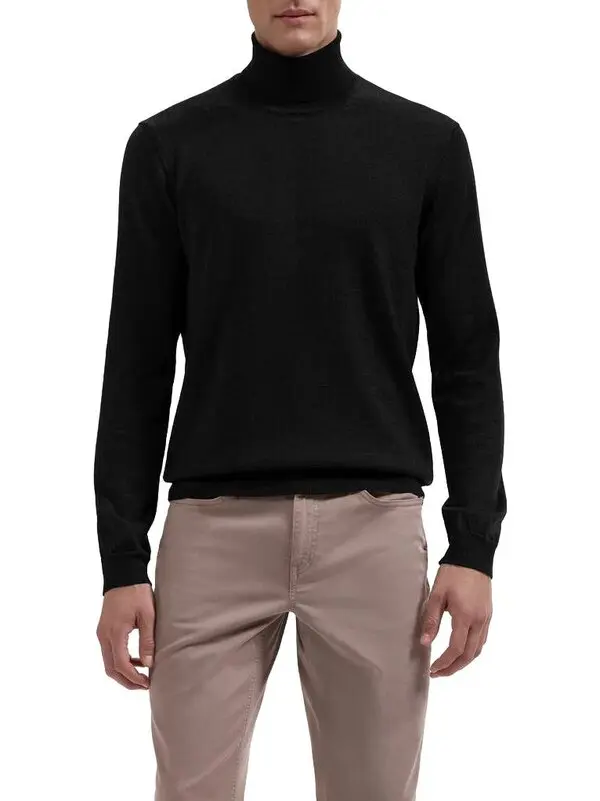 Bugatchi George Extrafine Merino Wool Turtleneck Sweater - Black