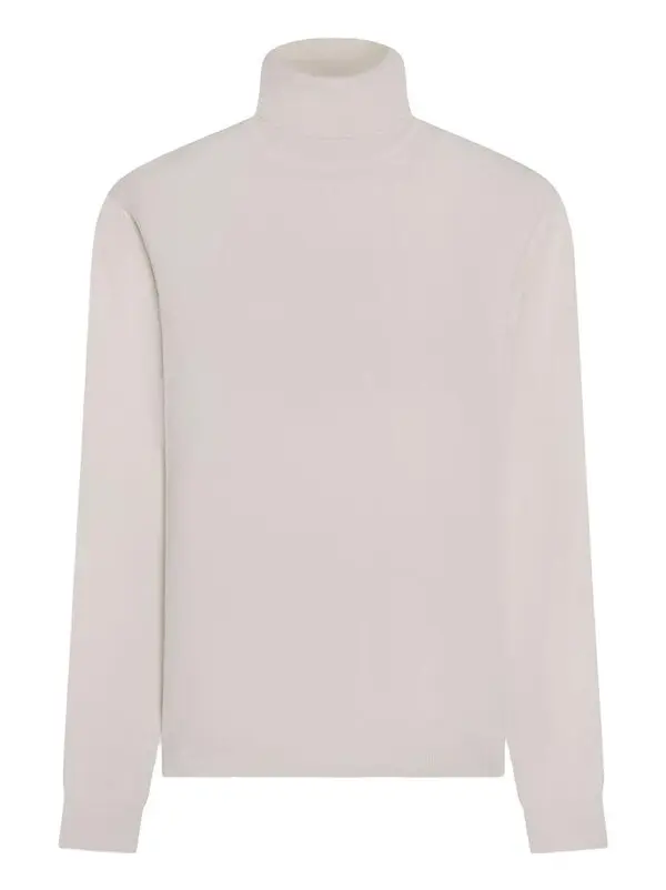 Bugatchi Extra Fine Merino Wool Turtleneck Sweater - Chalk