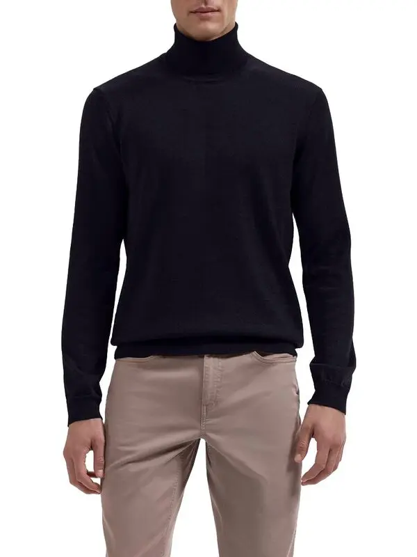 Bugatchi Extra Fine Merino Wool Turtleneck Sweater - Navy