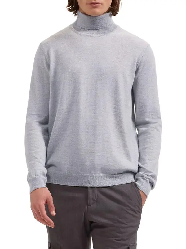 Bugatchi Extra Fine Merino Wool Turtleneck Sweater - Platinum