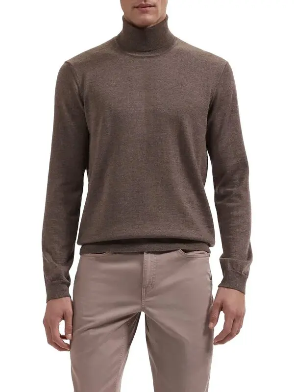 Bugatchi Extra Fine Merino Wool Turtleneck Sweater - Walnut
