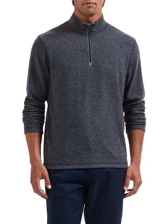 Bugatchi Quarter Zip Pullover Sweater - Navy