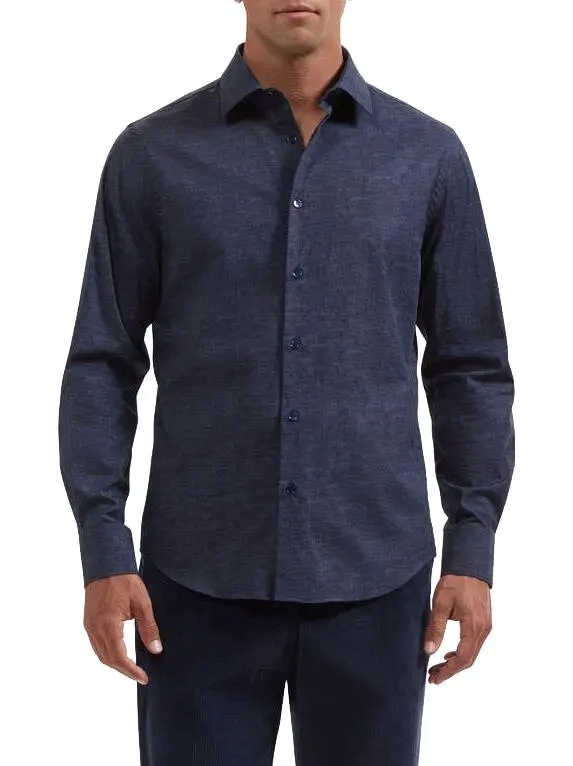 Bugatchi Julian Long Sleeve Button Up Shirt - Navy