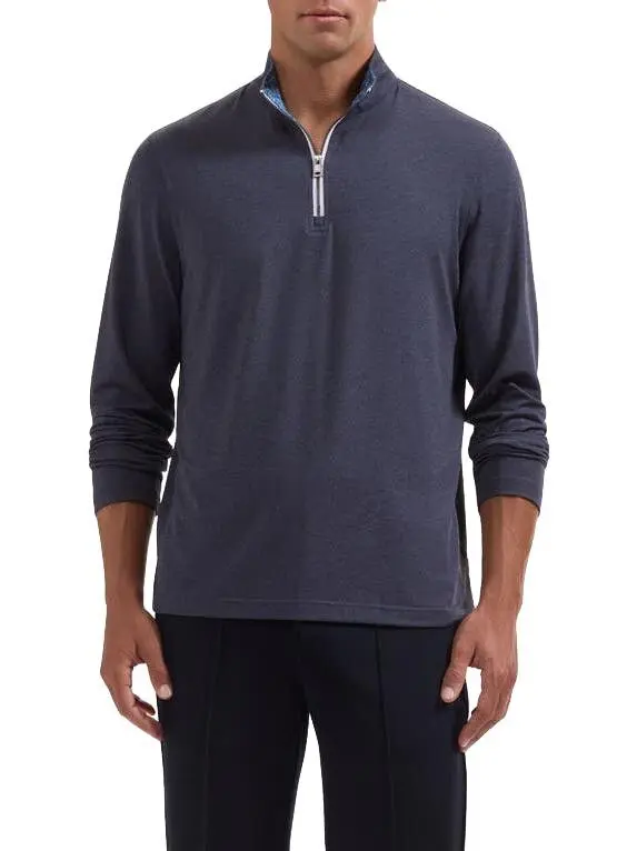 Bugatchi Performance Quarter Zip Pullover - Navy
