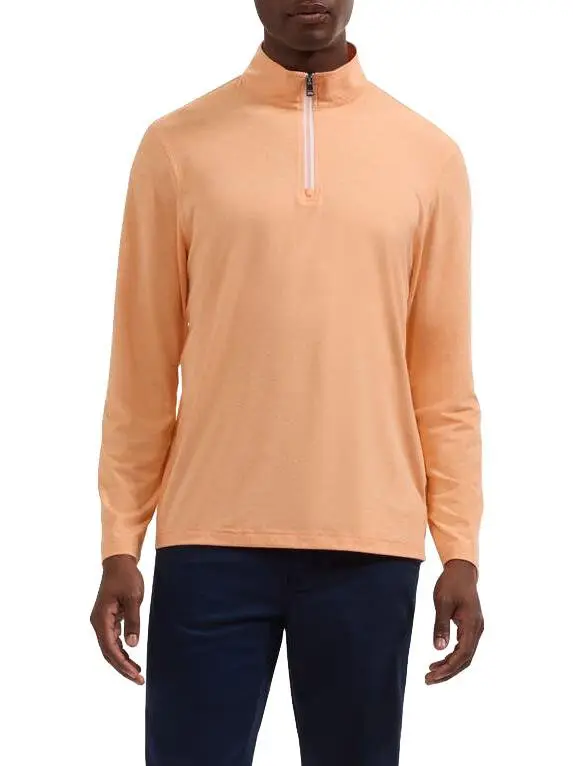 Bugatchi Performance Quarter Zip Pullover - Peach