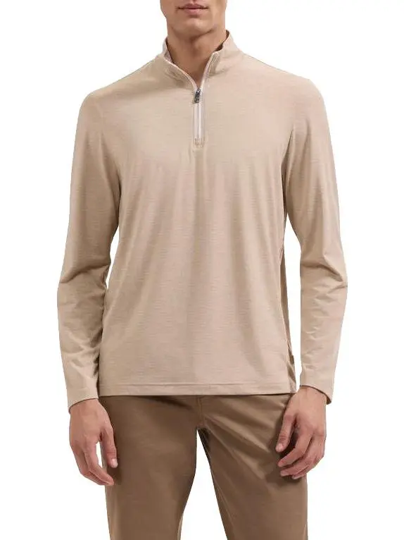 Bugatchi Performance Quarter Zip Pullover - Sand