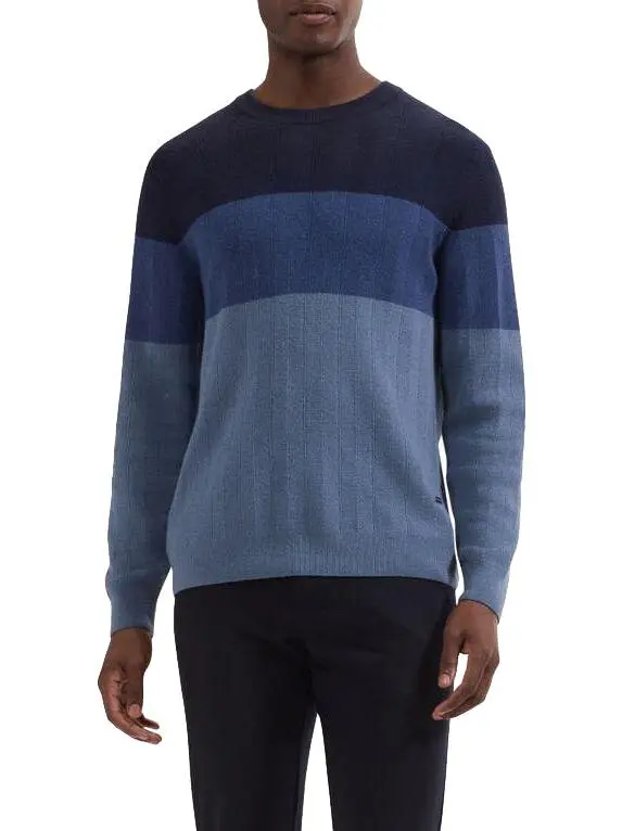 Bugatchi Aran Rib Crewneck Sweater - Navy