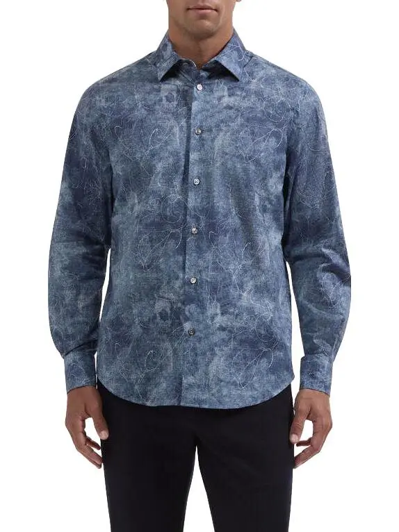 Bugatchi Julian Shaped Fit Long Sleeve Shirt - Ice