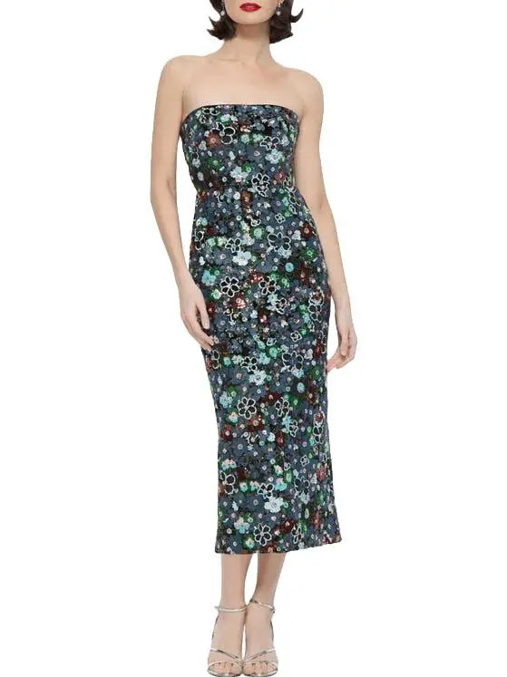 After Six Peri Floral Sequin Cocktail Dress - Black Multi