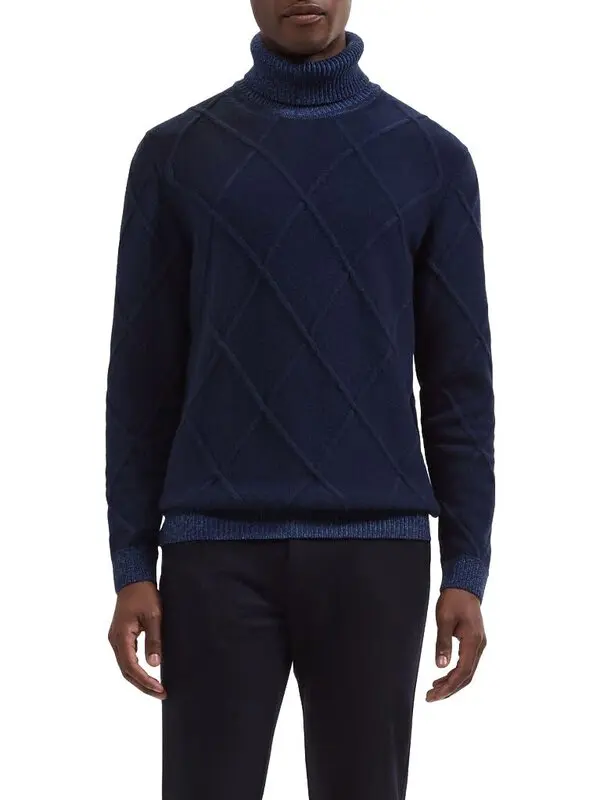 Bugatchi Diamond Turtleneck Sweater - Navy