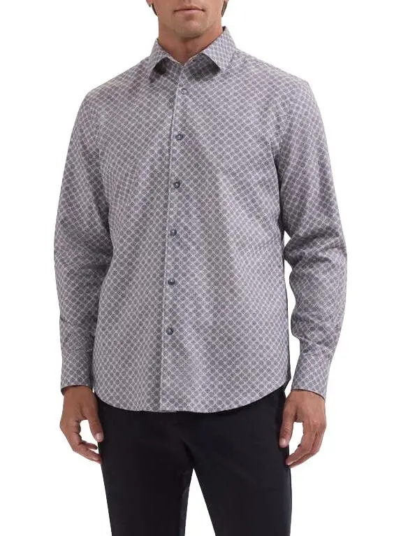 Bugatchi Alvin Shaped Fit Long Sleeve Shirt - Slate