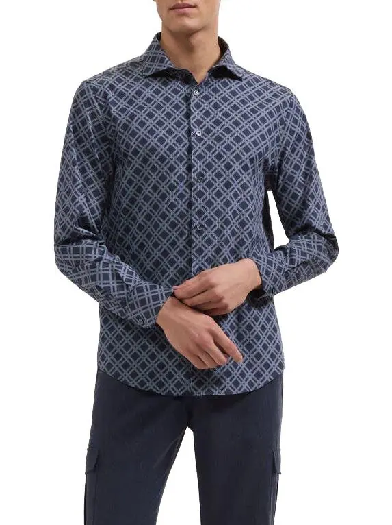 Bugatchi Axel Geometric Long Sleeve Shirt - Navy