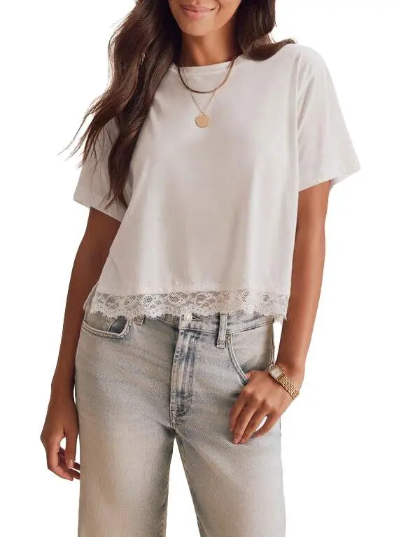Splendid Lainey Lace Trim Jersey Tee - Shell