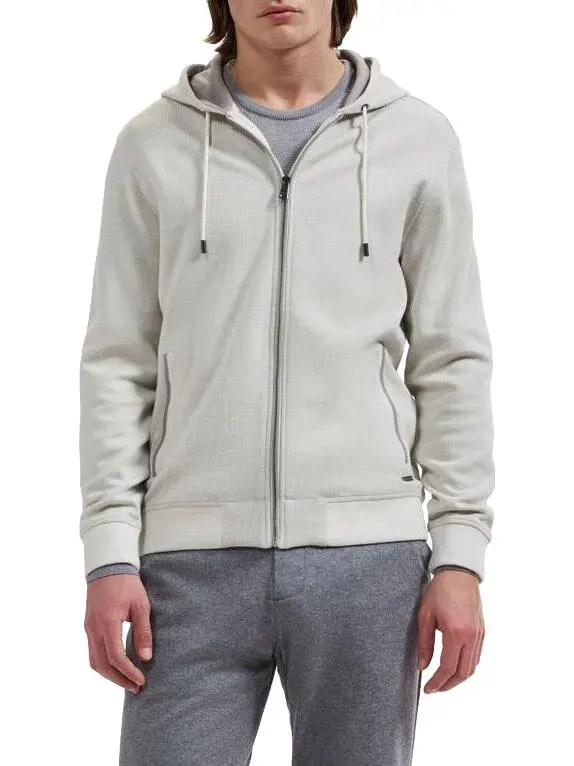 Bugatchi Full Zip Hoodie - Chalk