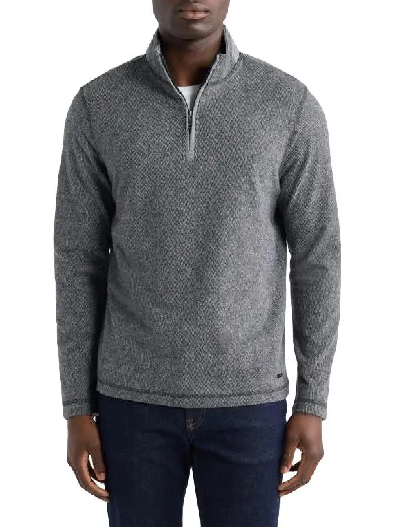 Bugatchi Quarter Zip Pullover Sweater - Black