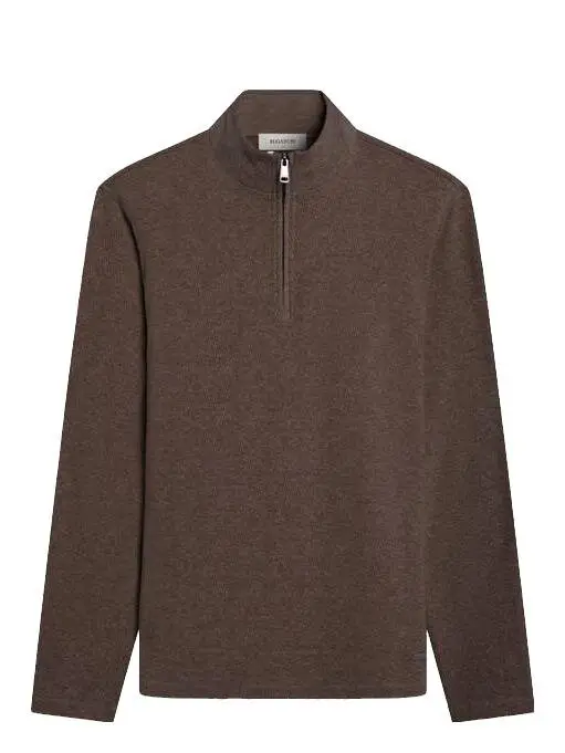 Bugatchi Quarter Zip Pullover Sweater - Mocha