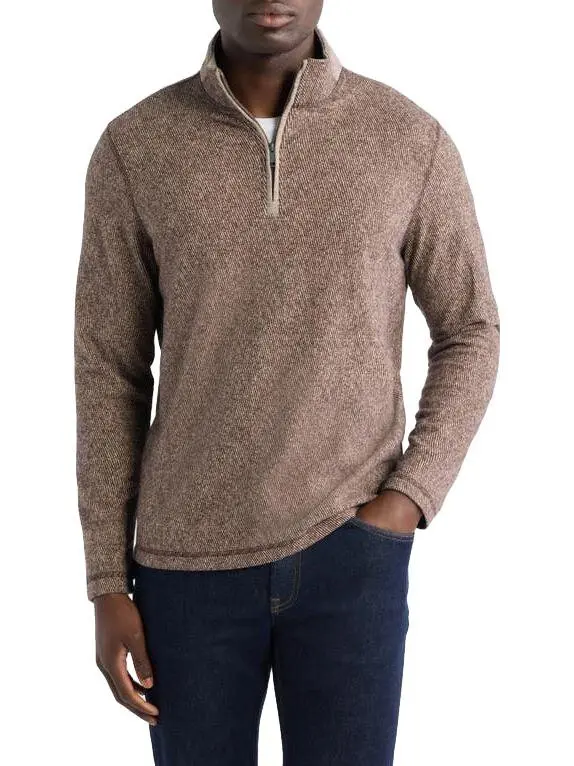 Bugatchi Quarter Zip Pullover Sweater - Mocha