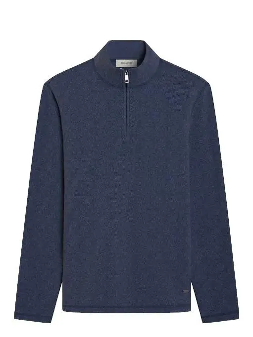 Bugatchi Quarter Zip Pullover Sweater - Navy