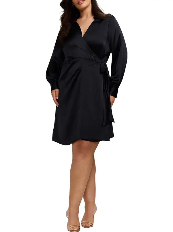 Foxcroft Valentina Long Sleeve Wrap Dress - Black