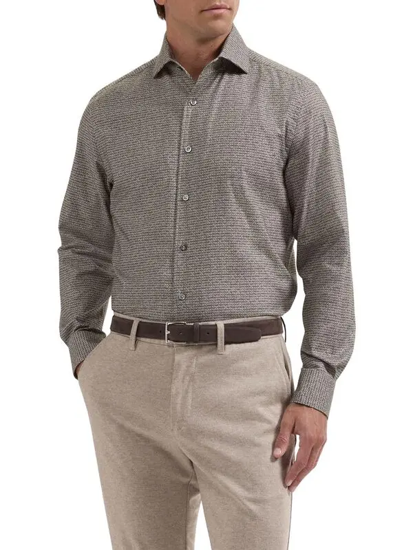 Bugatchi Alvin Shaped Fit Geo Print Button-up Shirt - Olive