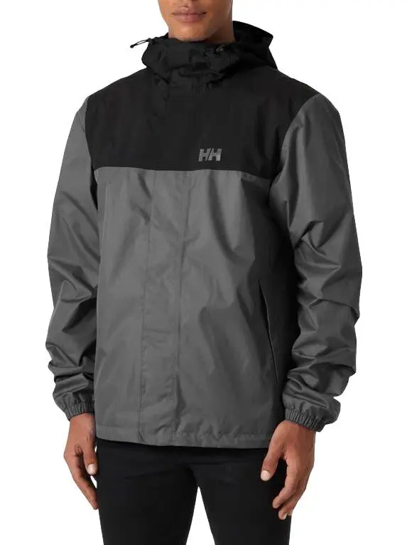 Helly Hansen Colorblocked Hooded Rain Jacket - Ebony
