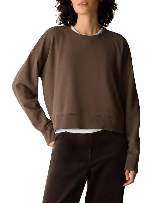 Eileen Fisher Cropped Organic Cotton Sweatshirt - Hazelwood