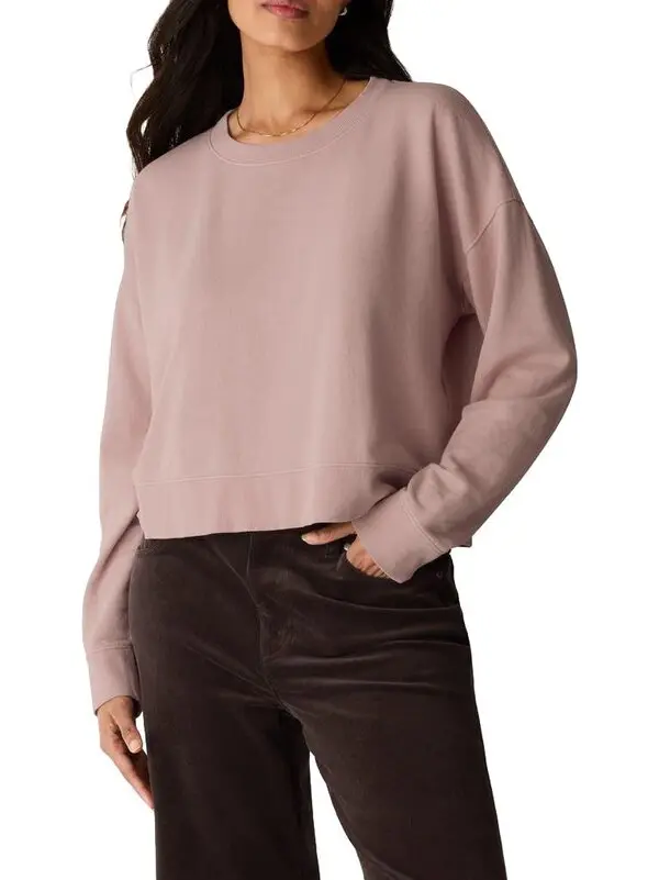 Eileen Fisher Crop Organic Cotton Sweatshirt - Opal