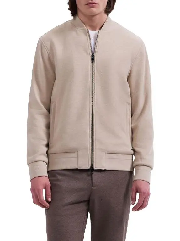 Bugatchi Full Zip Knit Bomber Jacket - Sand