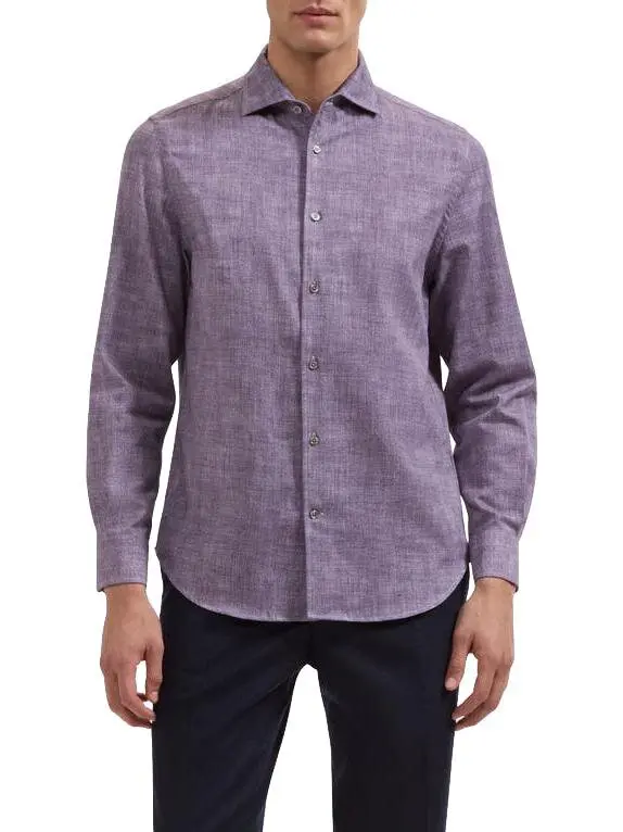 Bugatchi Alvin Shaped Fit Long Sleeve Cotton Shirt - Amethyst