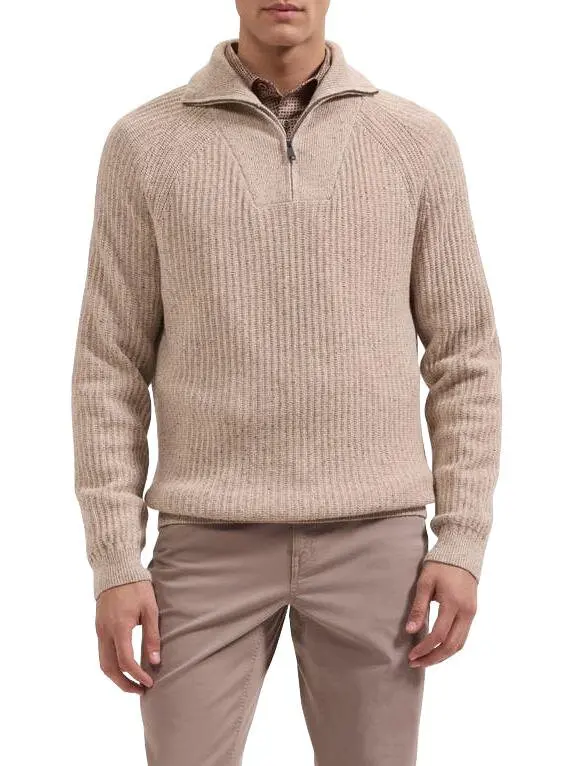 Bugatchi Rib Quarter Zip Sweater - Ginger
