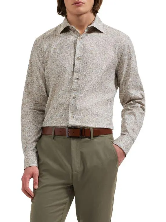 Bugatchi Axel Patterned Shaped Fit Button-up Shirt - Ginger