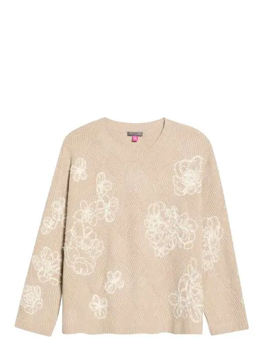 Vince Camuto Embroidered Crewneck Sweater - Dusty Walnut
