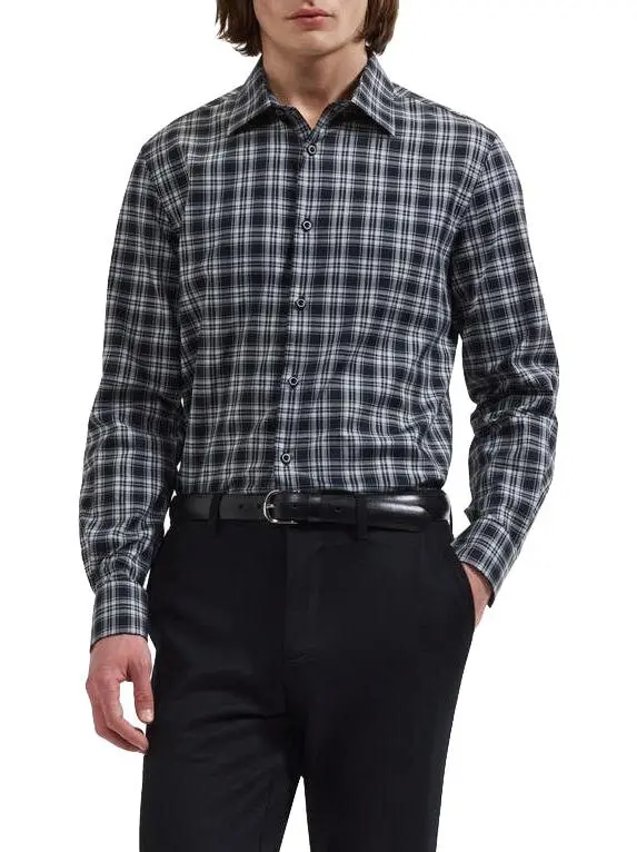 Bugatchi Julian Shaped Fit Stretch Shirt - Black