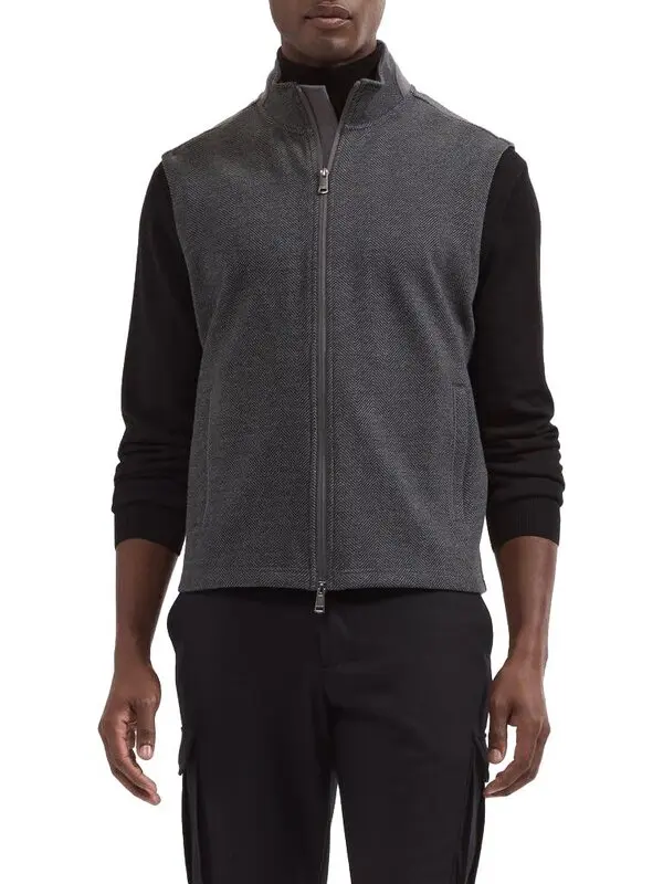 Bugatchi Full Zip Knit Vest - Black