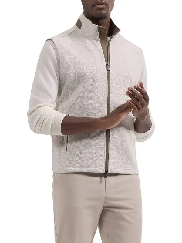Bugatchi Full Zip Knit Vest - Cement
