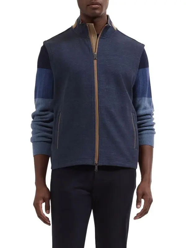 Bugatchi Full Zip Knit Vest - Navy