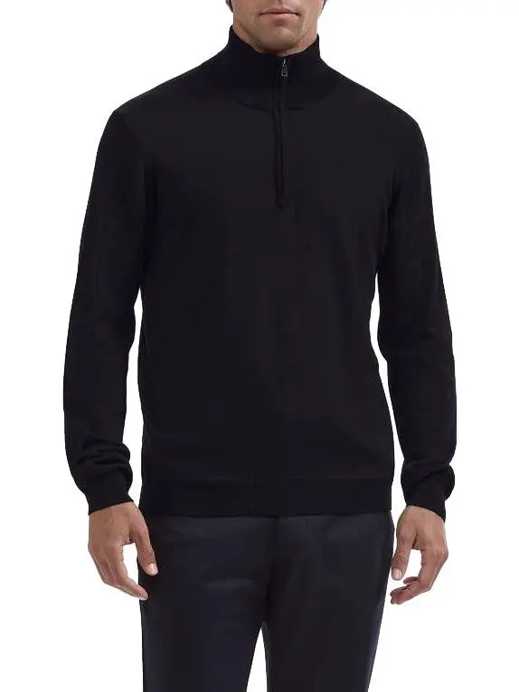 Bugatchi Fred Quarter Zip Merino Wool Sweater - Navy