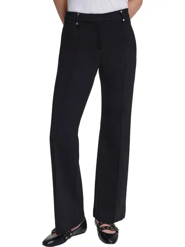 Karl Lagerfeld Paris Front Seam Straight Leg Pants - Black