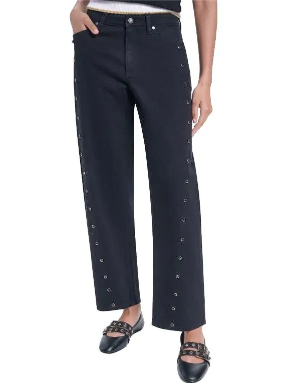 Karl Lagerfeld Paris Grommet Detail Barrel Leg Jeans - Black