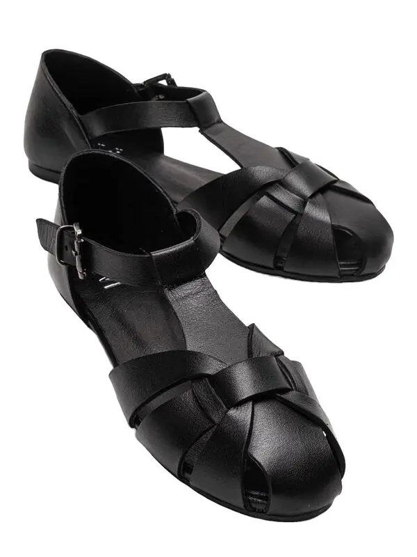 FOREVER & ALWAYS SHOES Falina Leather Sandal - Black