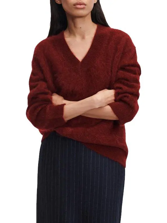 Rag & Bone Jada Brushed Cashmere V-neck Sweater - Pmgt