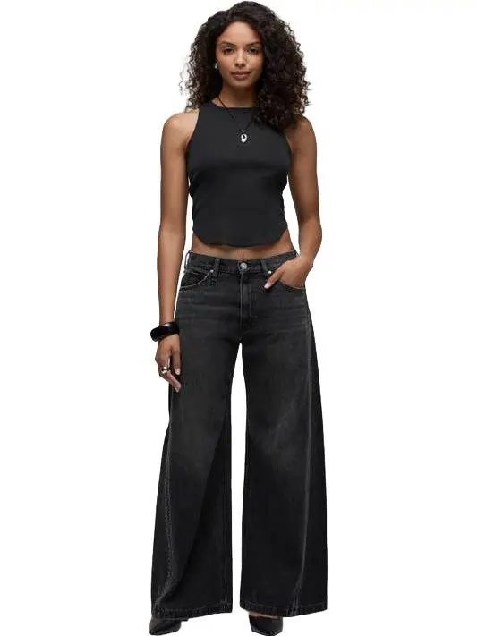 Hudson Jeans Jodie Loose Wide Leg Track Denim - Black Track